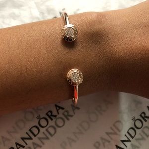Pandora | Jewelry | Pandora Signature Rose Gold Bangle | Poshmark